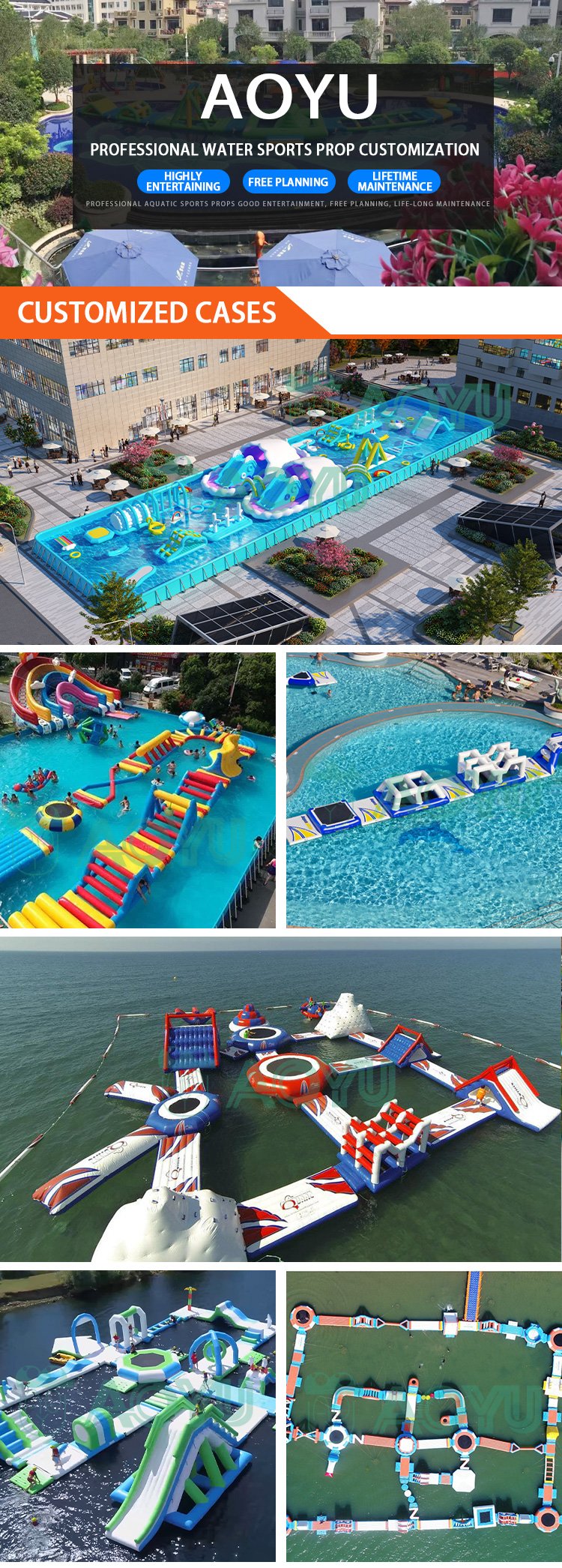 CEYU Inflatable Floating Island Aqua Toboggan Water Park for Rent ...